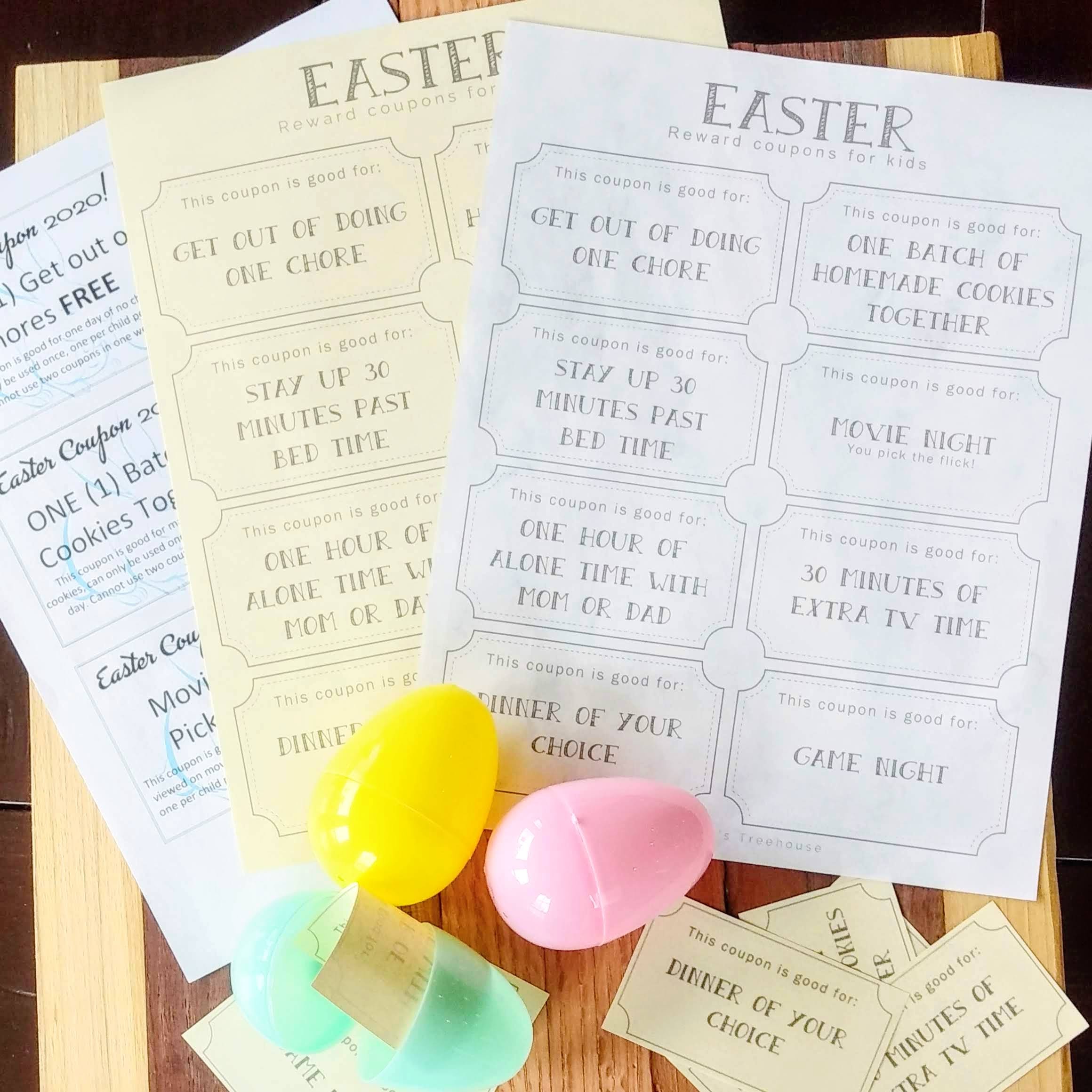 Easter Coupons – FREE download – Momma Bear's Treehouse